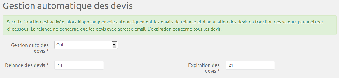 Gestion automatique des devis